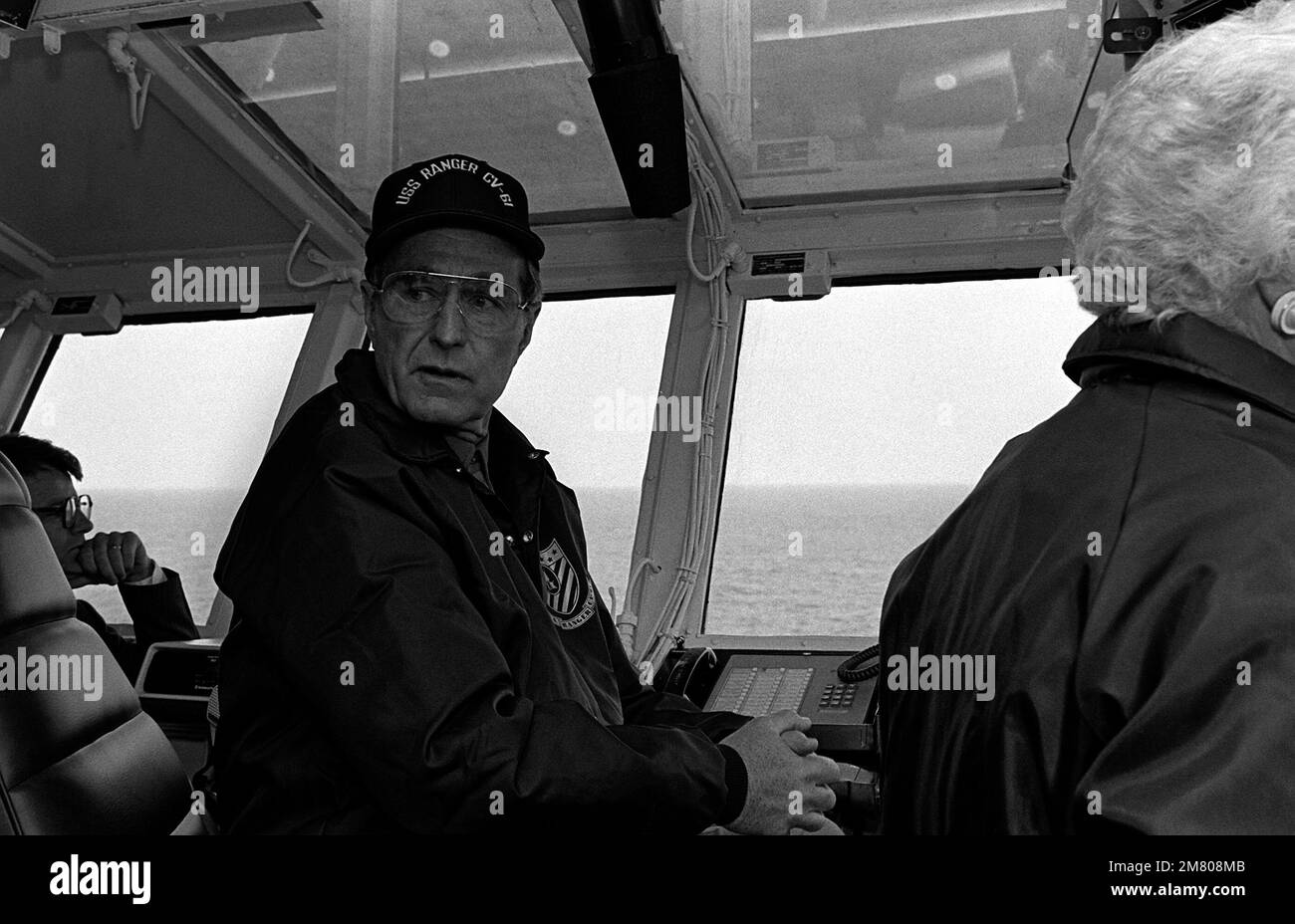 Vice President George Bush visits the bridge during a tour of the ...