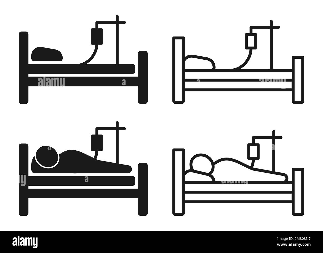 Set of hospital bed icon. Patient Icon. Person in hospital bed. Vector ...