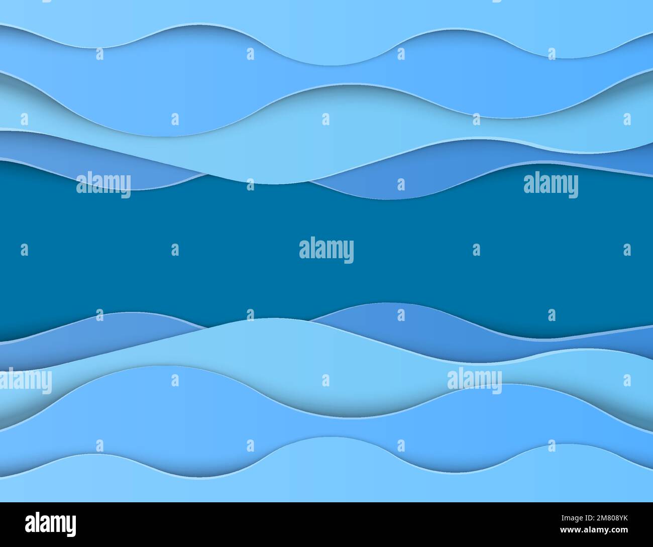 Paper art abstract blue water waves. Origami design template. Vector ...