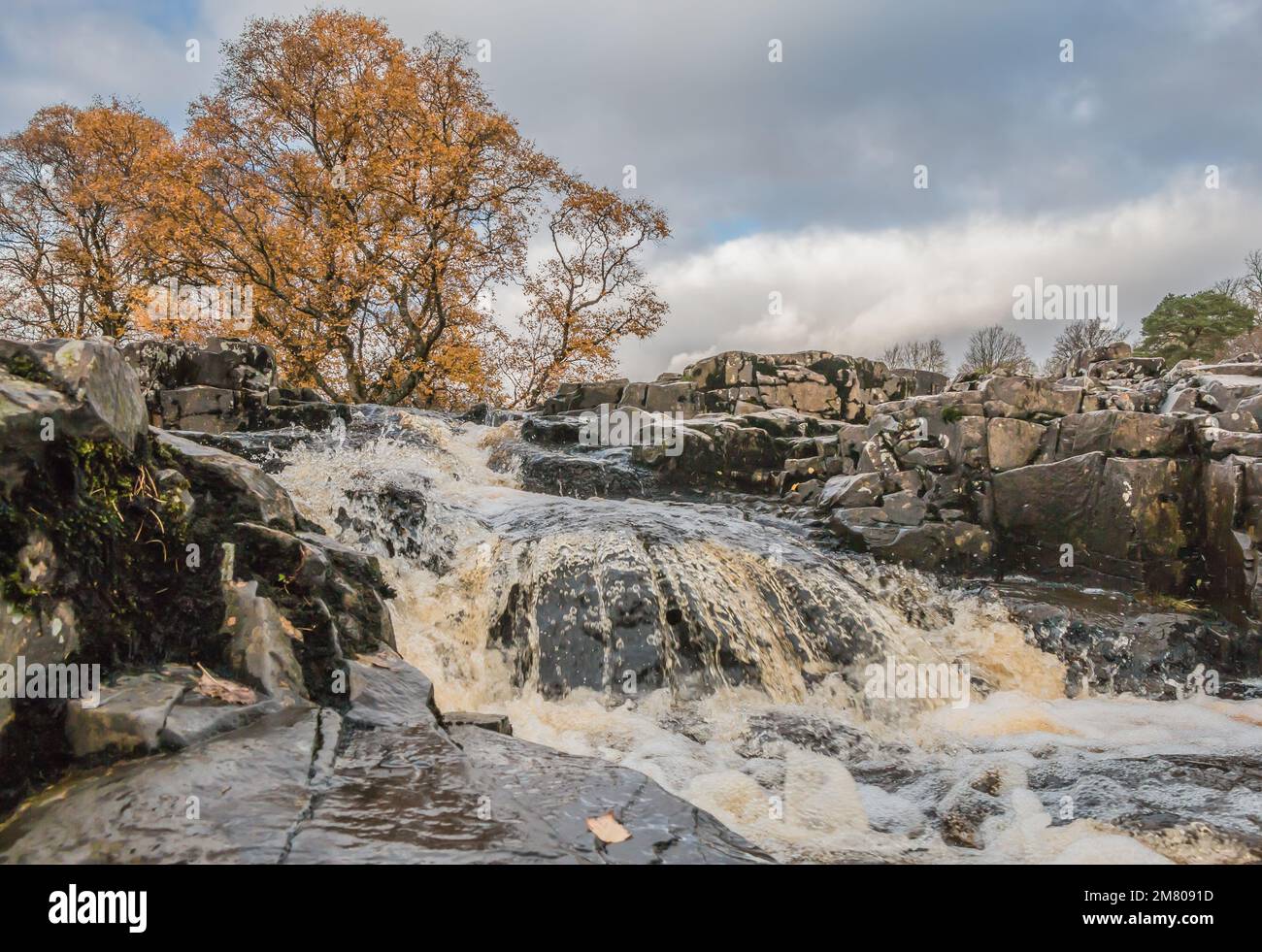 Part of the cascade above the main Low Force waterfall on a bright ...