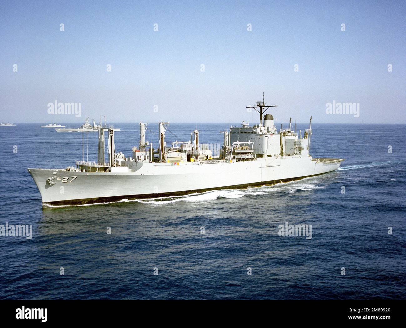 A port bow view of the ammunition ship USS BUTTE (AE-27) underway ...