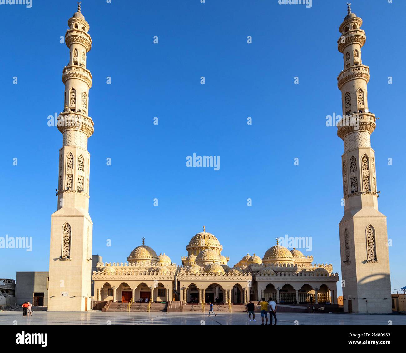 THE TWO TOWERS OF THE EL MINA MOSQUE, HURGHADA, EGYPT, AFRICA Stock ...
