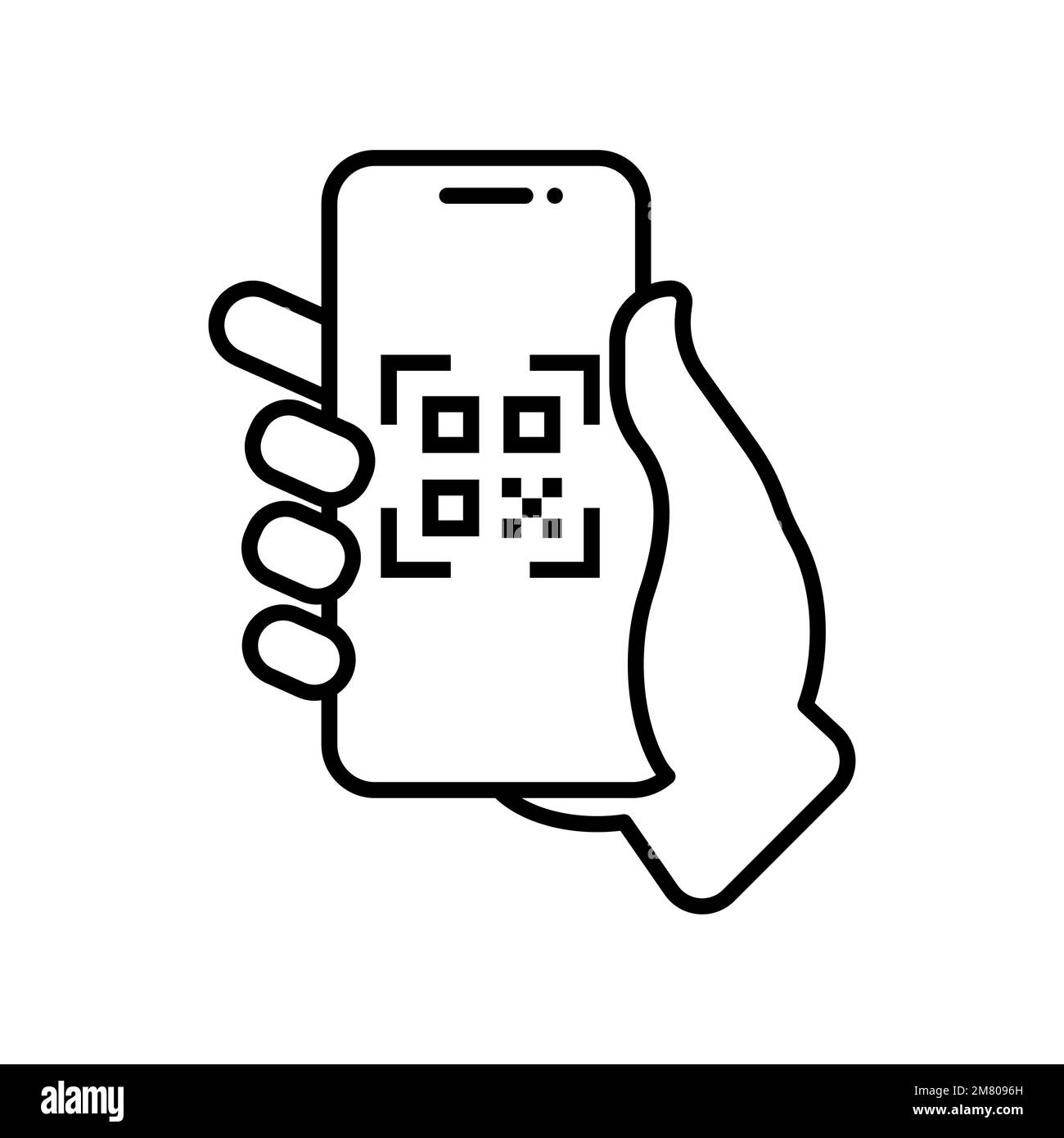 QR code smartphone scanner linear icon. Vector illustration. Eps 10 ...