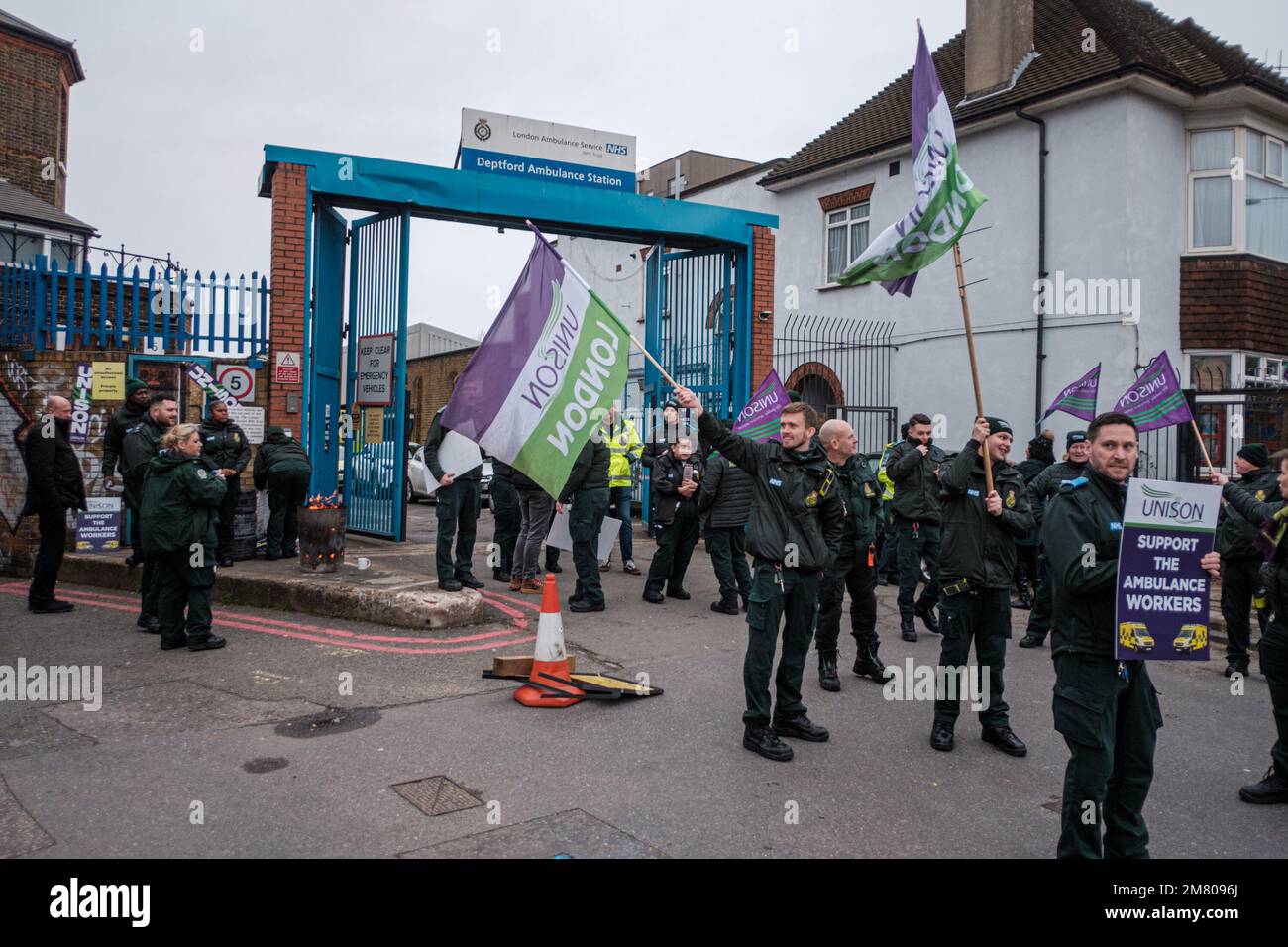 11 Jan 2023, Ambulance Unison members Strike outside The Depford ...