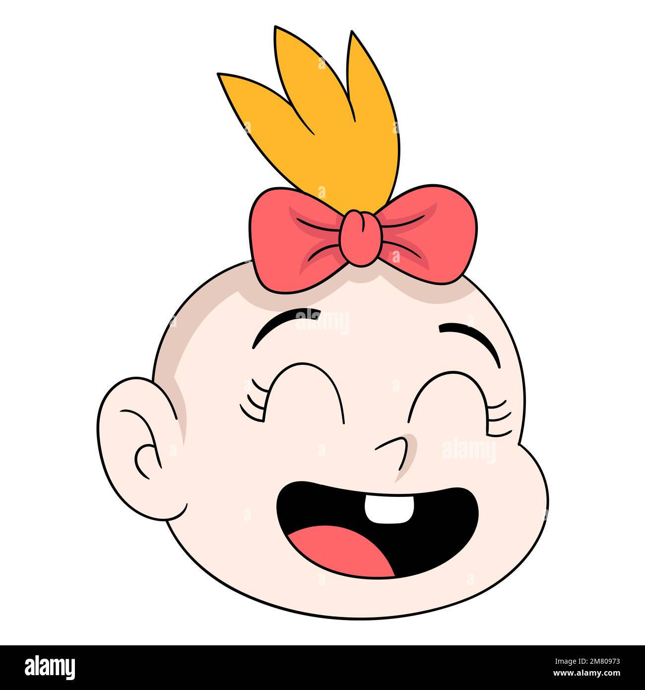 cute pigtail hair baby girl is laughing. vector design illustration art ...