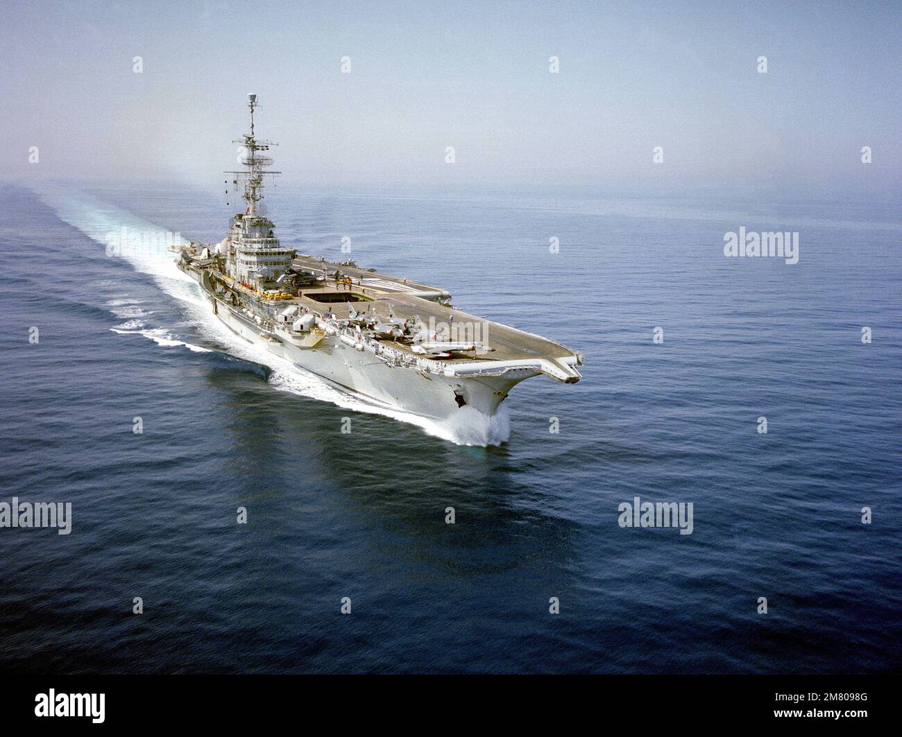 A starboard bow view of the French Clemenceau class aircraft carrier ...