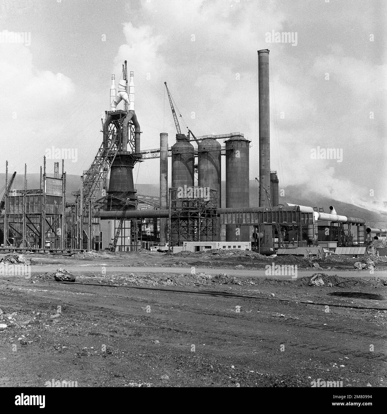 1950s, historical, steelworks under construction, Abbey Works, Port ...