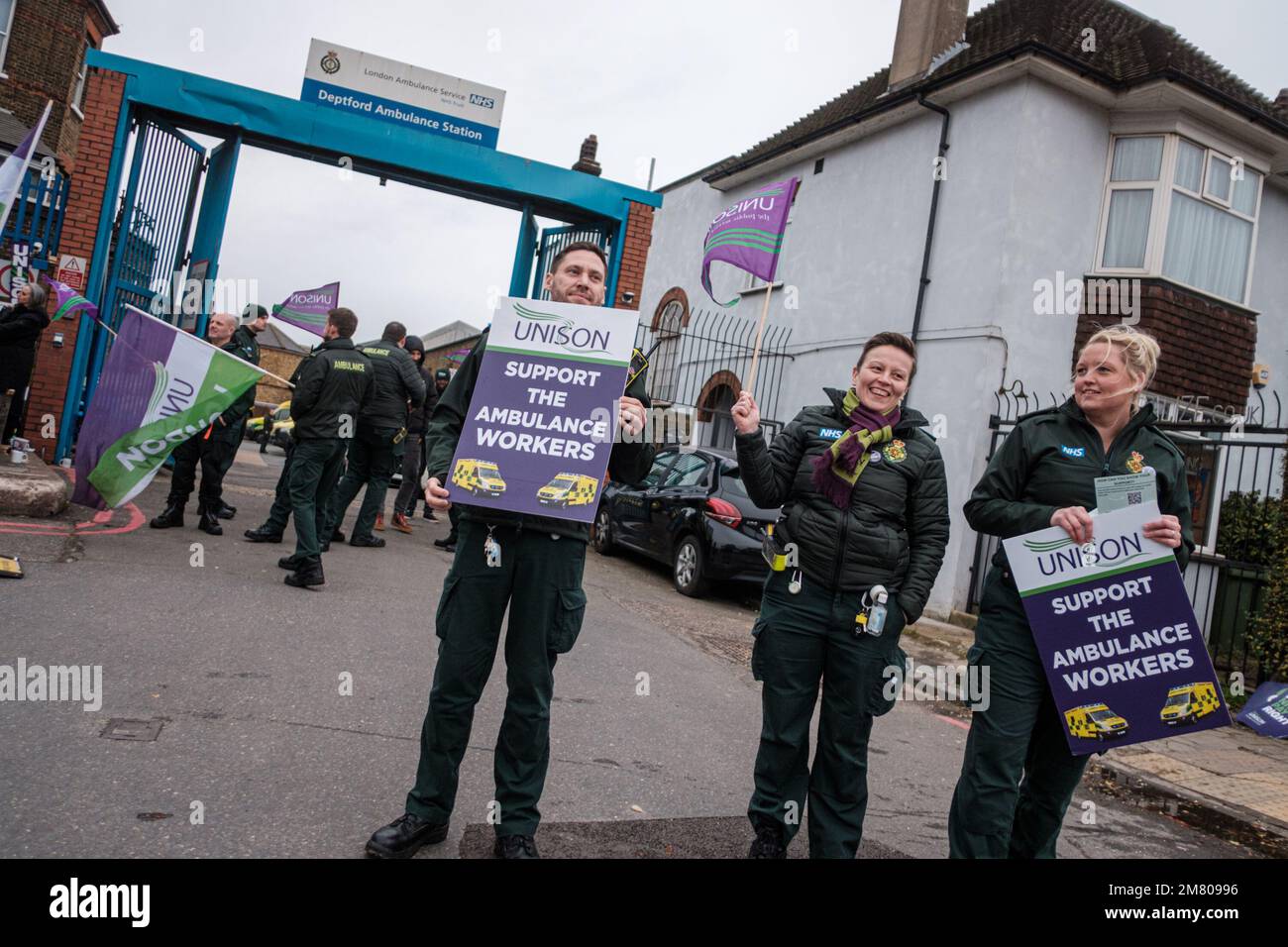 11 Jan 2023, Ambulance Unison members Strike outside The Depford ...