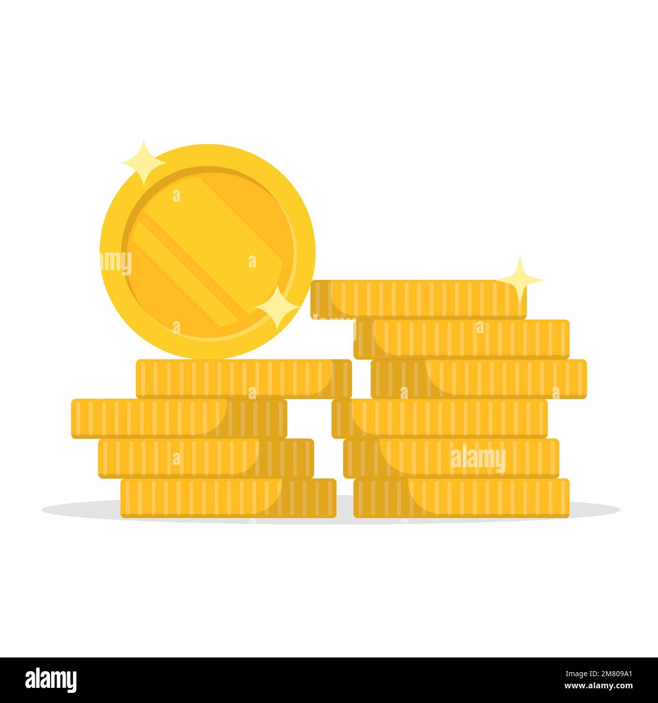 Stack of coins. Pile of gold coins. Golden penny cash pile, treasure ...