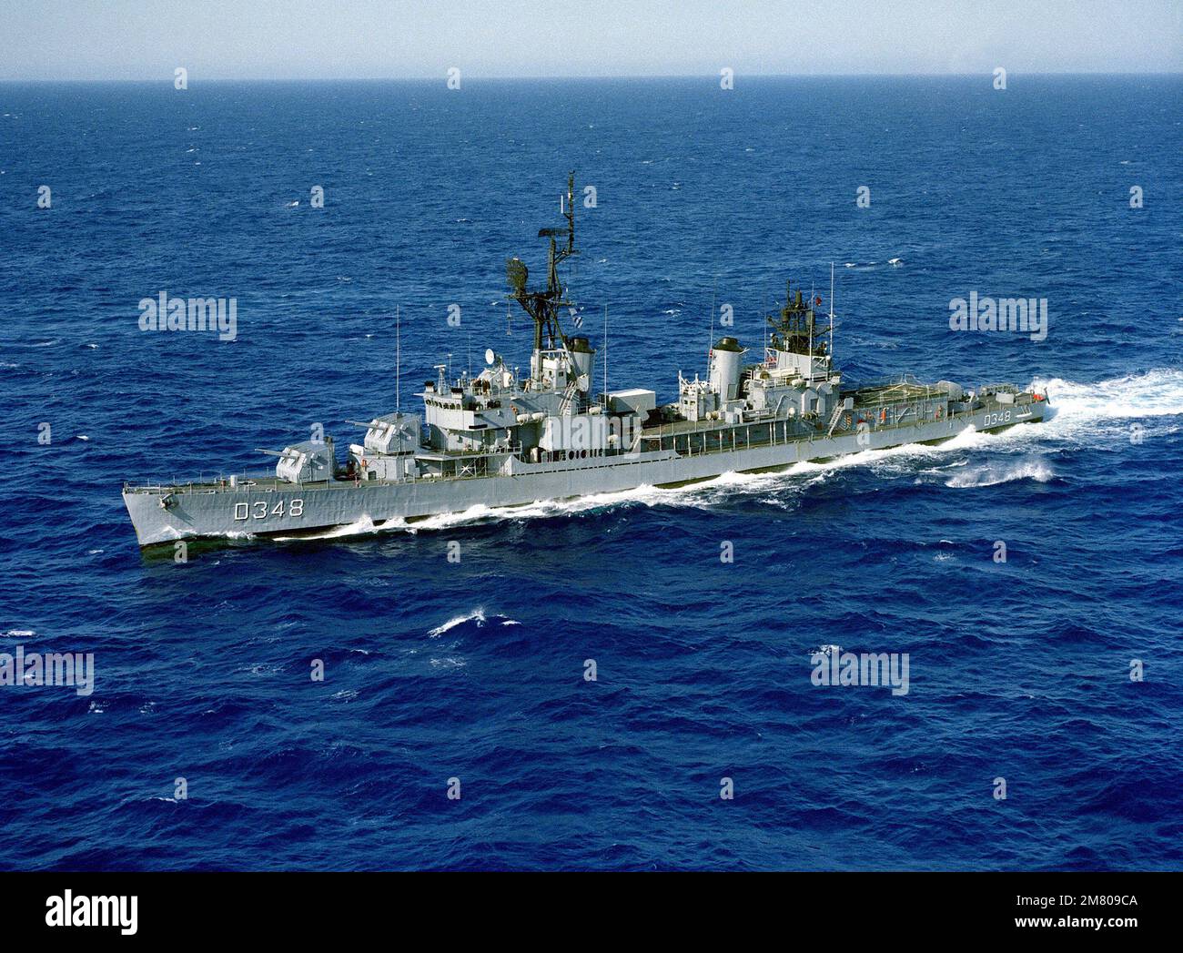A port view of the Turkish destroyer SAVASTEPE (D-348) underway during ...