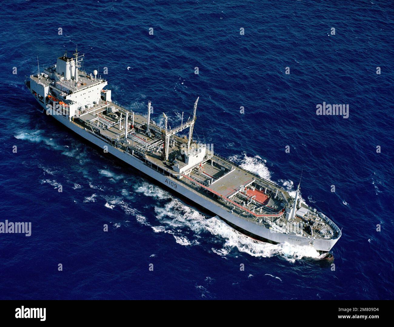 An overhead starboard view of the British Appleleaf class support ...