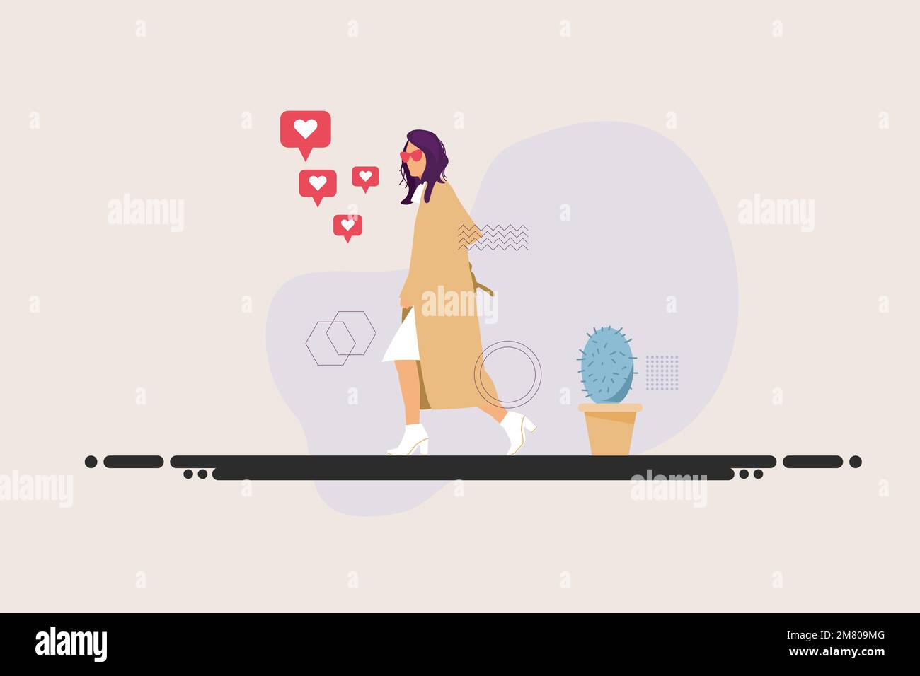 women person walking single. girl people standing on floor send mini ...