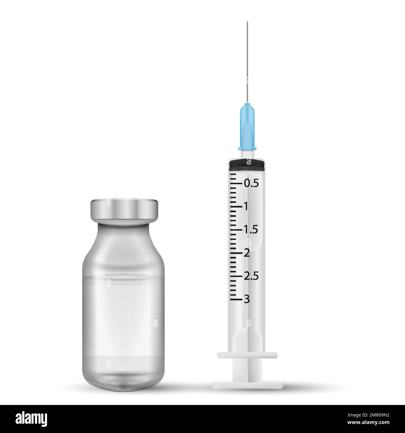 Realistic syringe and vaccine vial. Vector illustration. Eps 10 Stock ...