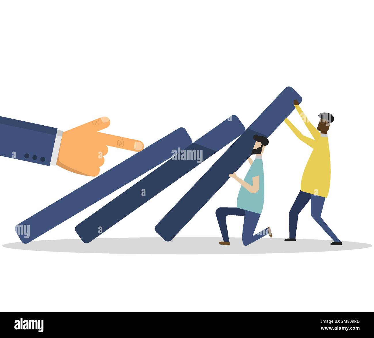 Business team try to stop falling graph. Vector illustration. Eps 10 ...
