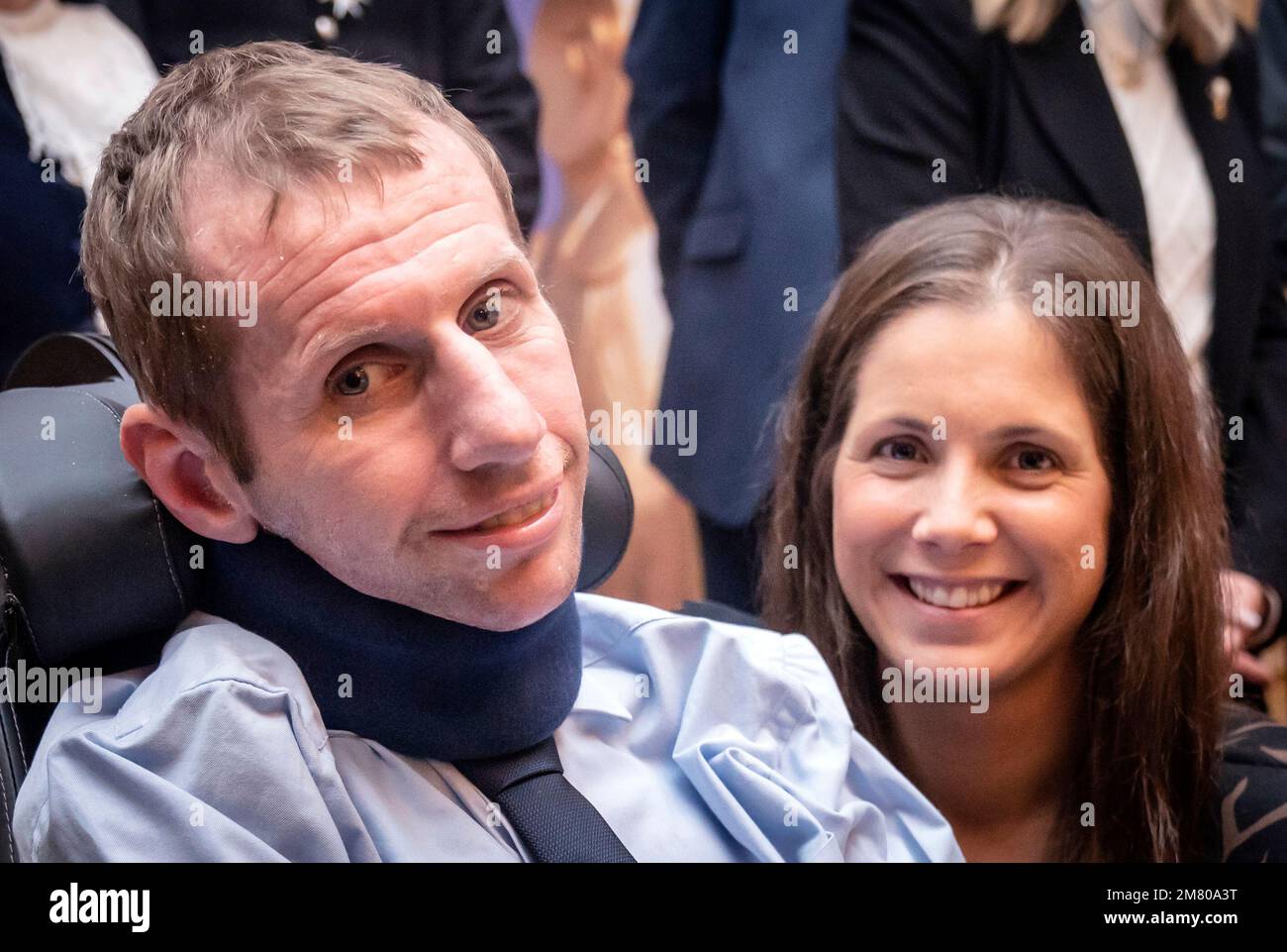 Rob Burrow with wife Lindsey Burrow ahead of Mr Burrow receiving the ...