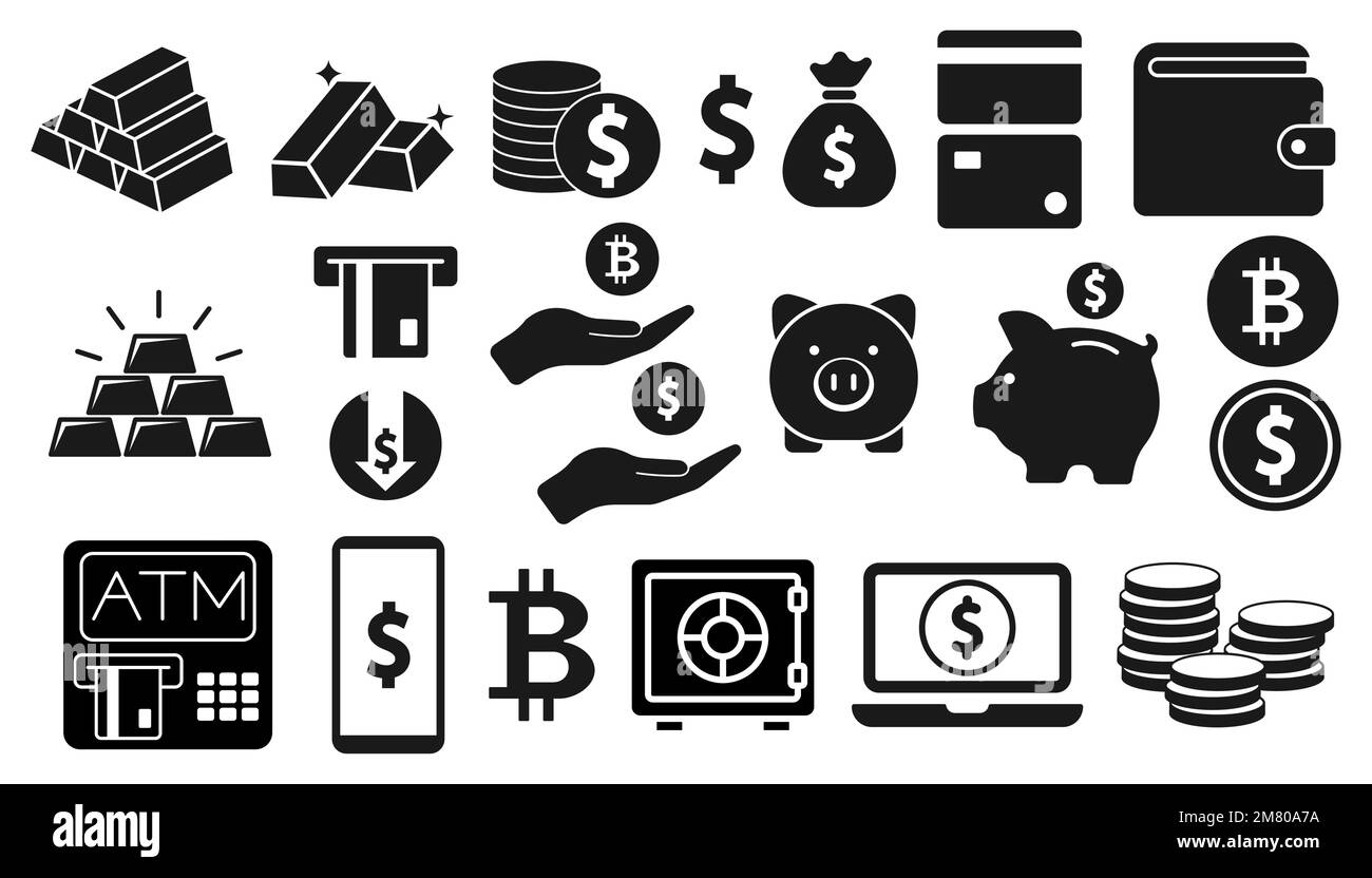 Banking and Finance icon. Set of Money and payment symbol. Vector ...