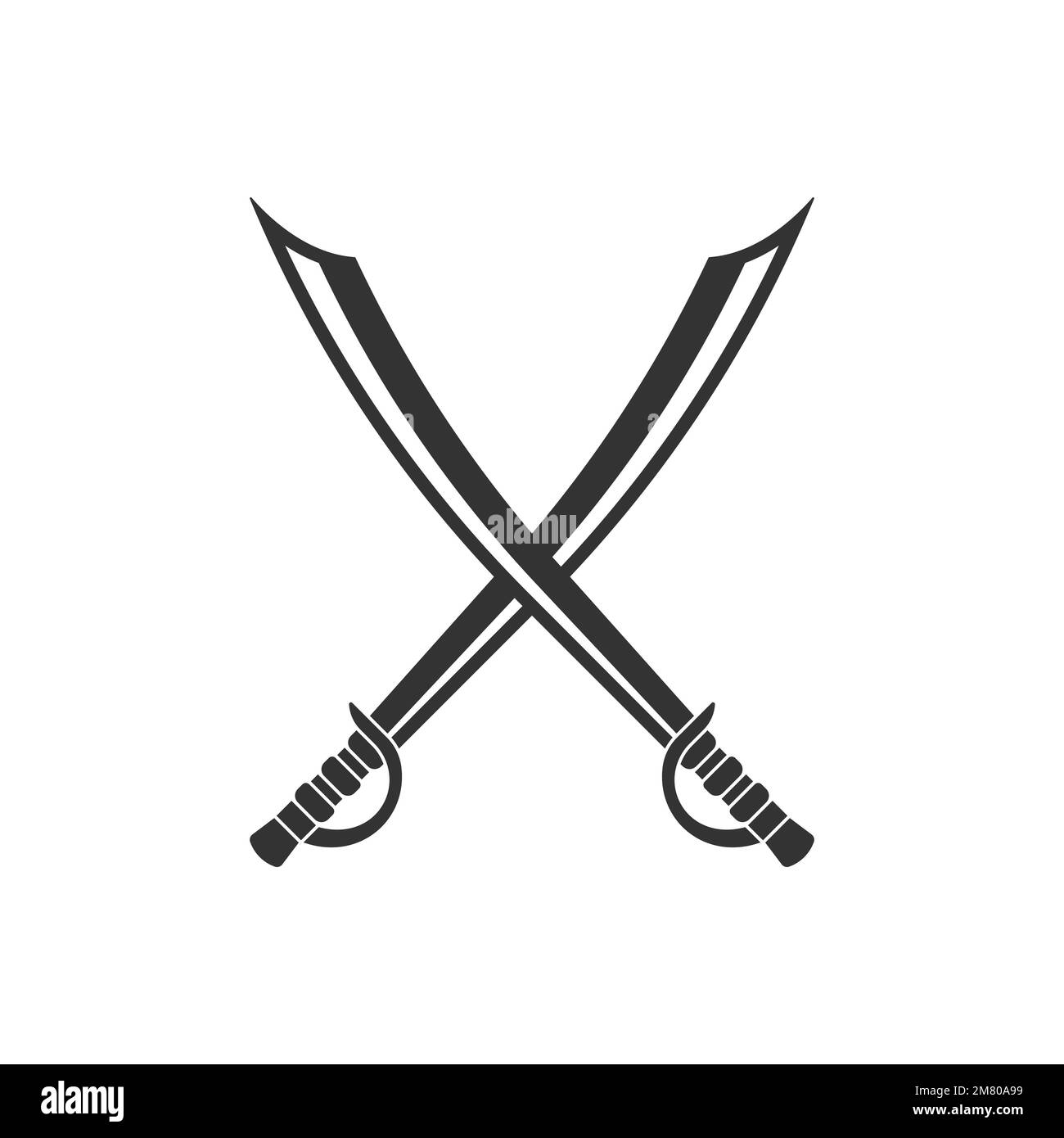 Saber icon. Crossed scimitar swords icon. Two sabers or cavalry swords ...