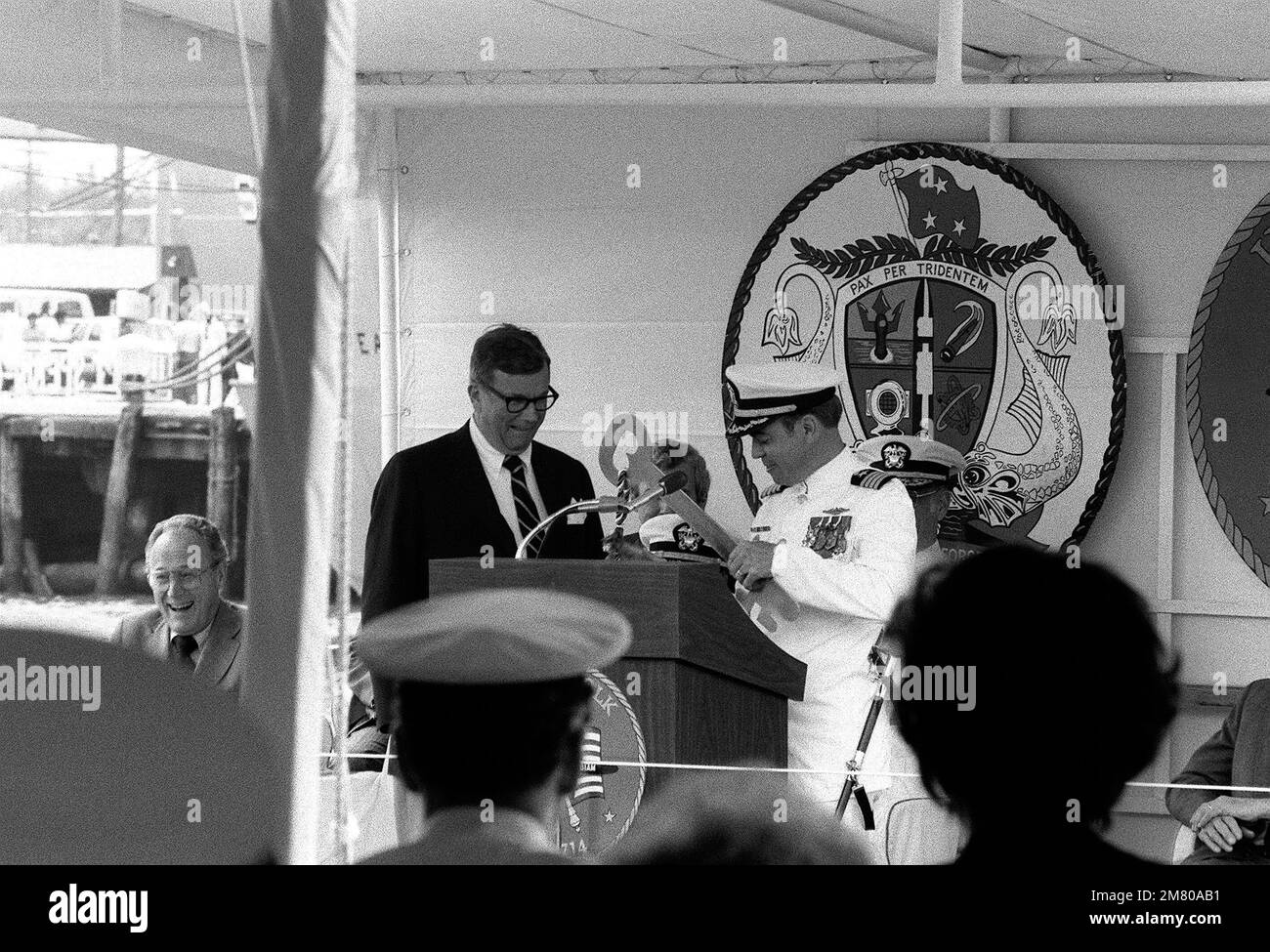 Vincent J. Thomas, mayor of Norfolk, receives a key to the Navy from ...