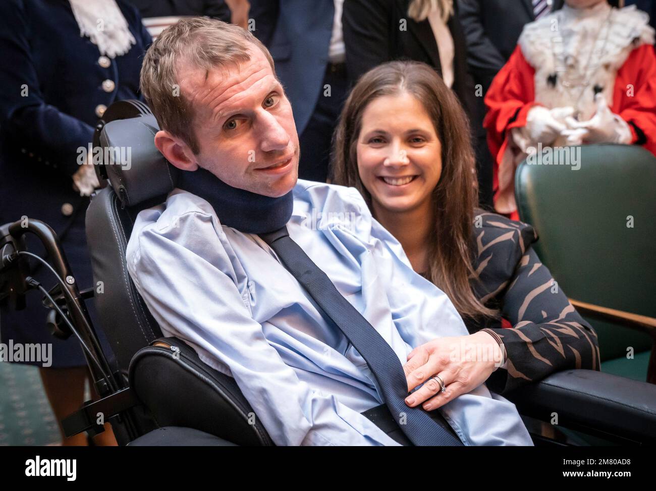 Rob Burrow with wife Lindsey Burrow ahead of Mr Burrow receiving the ...