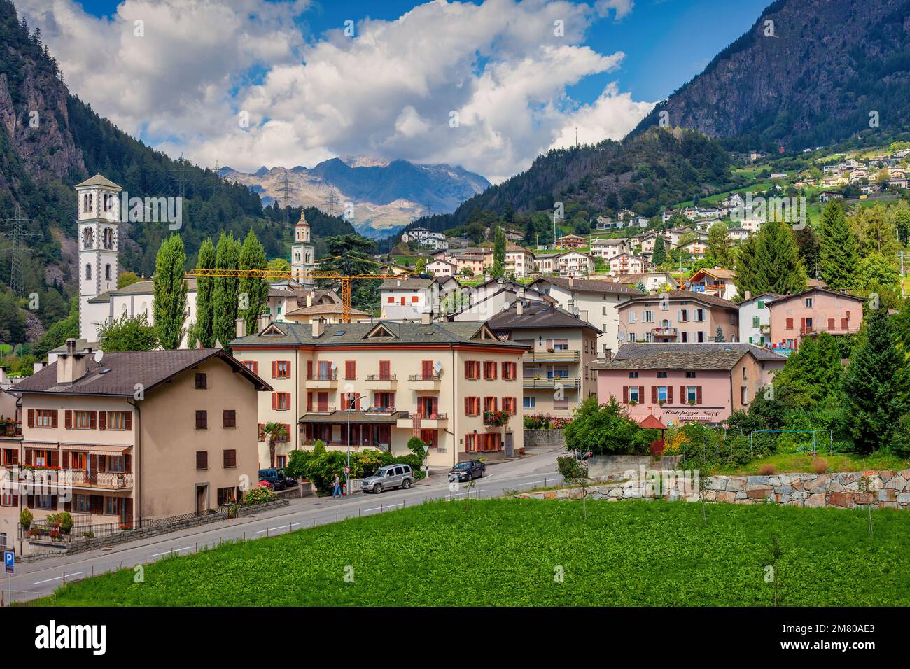 Brusio alpine village near Poschiavo, in the Bernina Region, Grisons ...