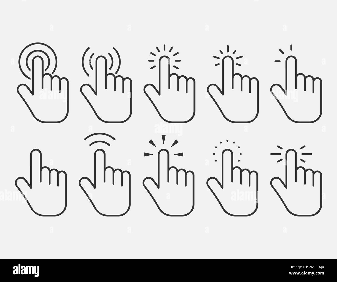 Set of hand clicking icons. Click finger pointer. Vector illustration ...