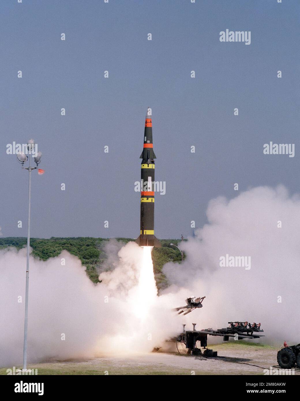 The US Army launches a Pershing II battlefield support missile on a ...