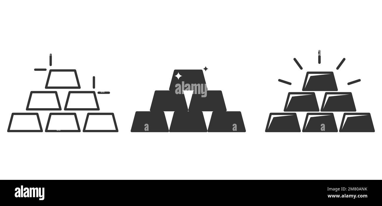 Set of gold bar icons. Business Trading Finance. Gold bars or ingot ...