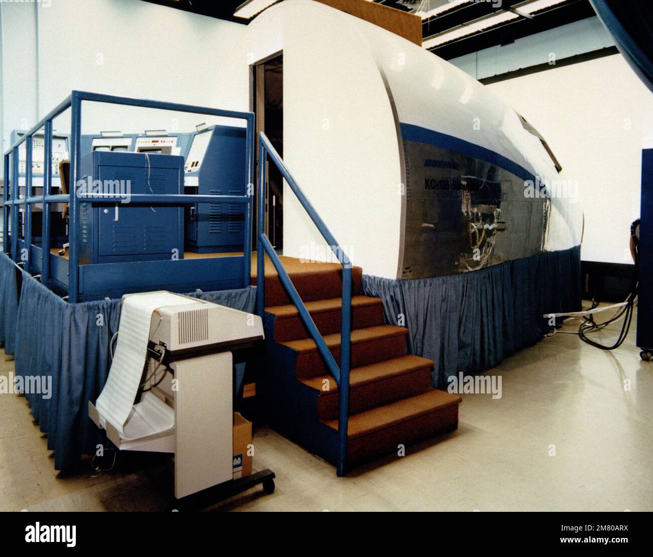 An overall outside view of a KC-135 Stratotanker aircraft simulator ...