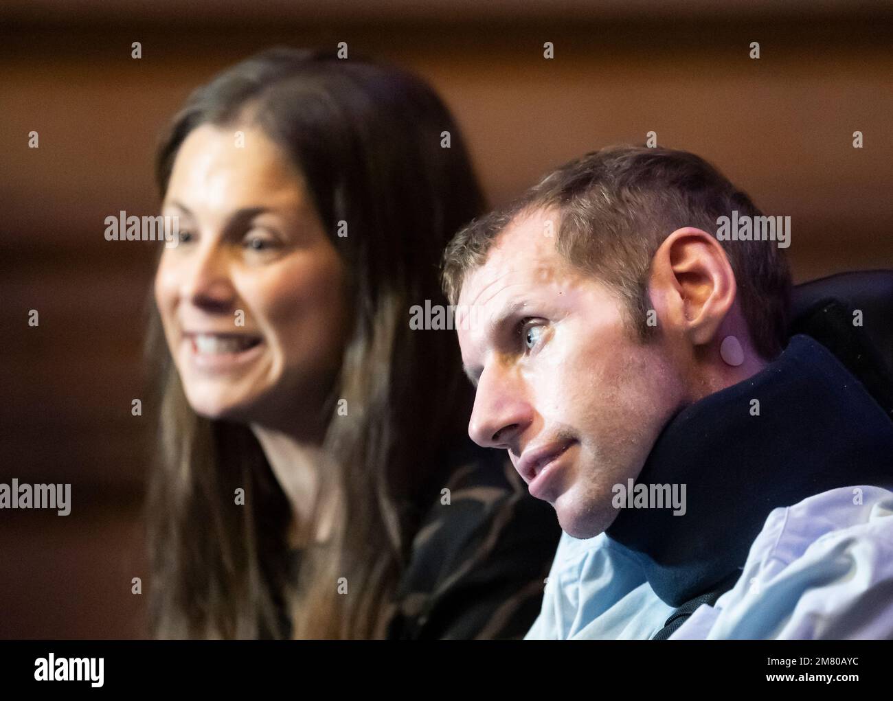 Rob Burrow with wife Lindsey Burrow ahead of Mr Burrow receiving the ...