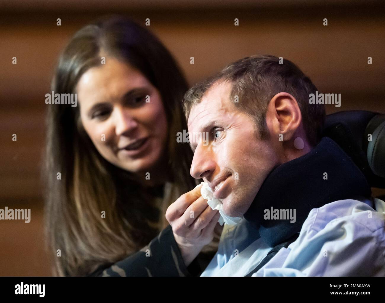 Rob Burrow with wife Lindsey Burrow ahead of Mr Burrow receiving the ...