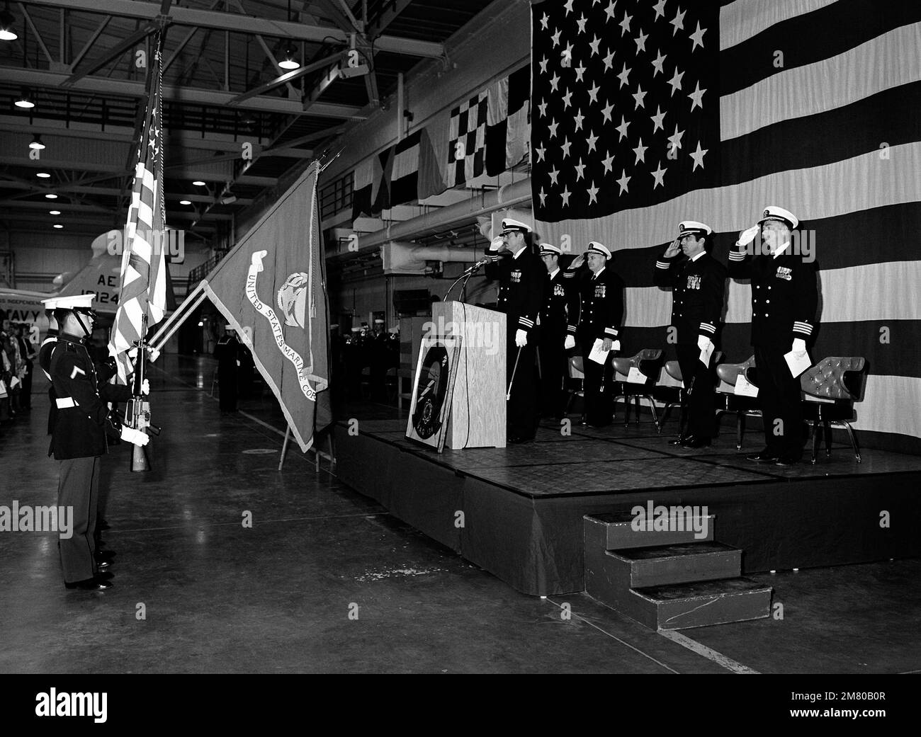 A color guard participates in the change of command ceremony for the ...