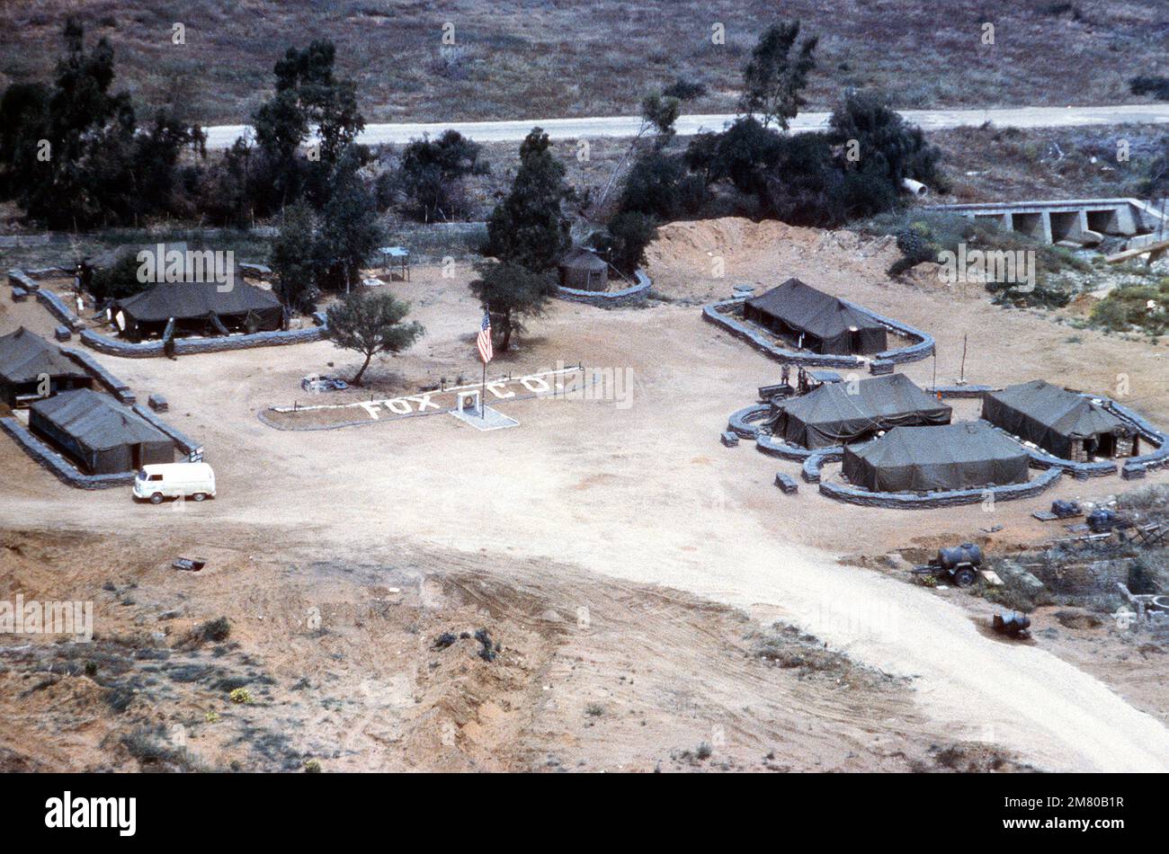 An aerial view of Fox Company's position outside the city. Marines are ...