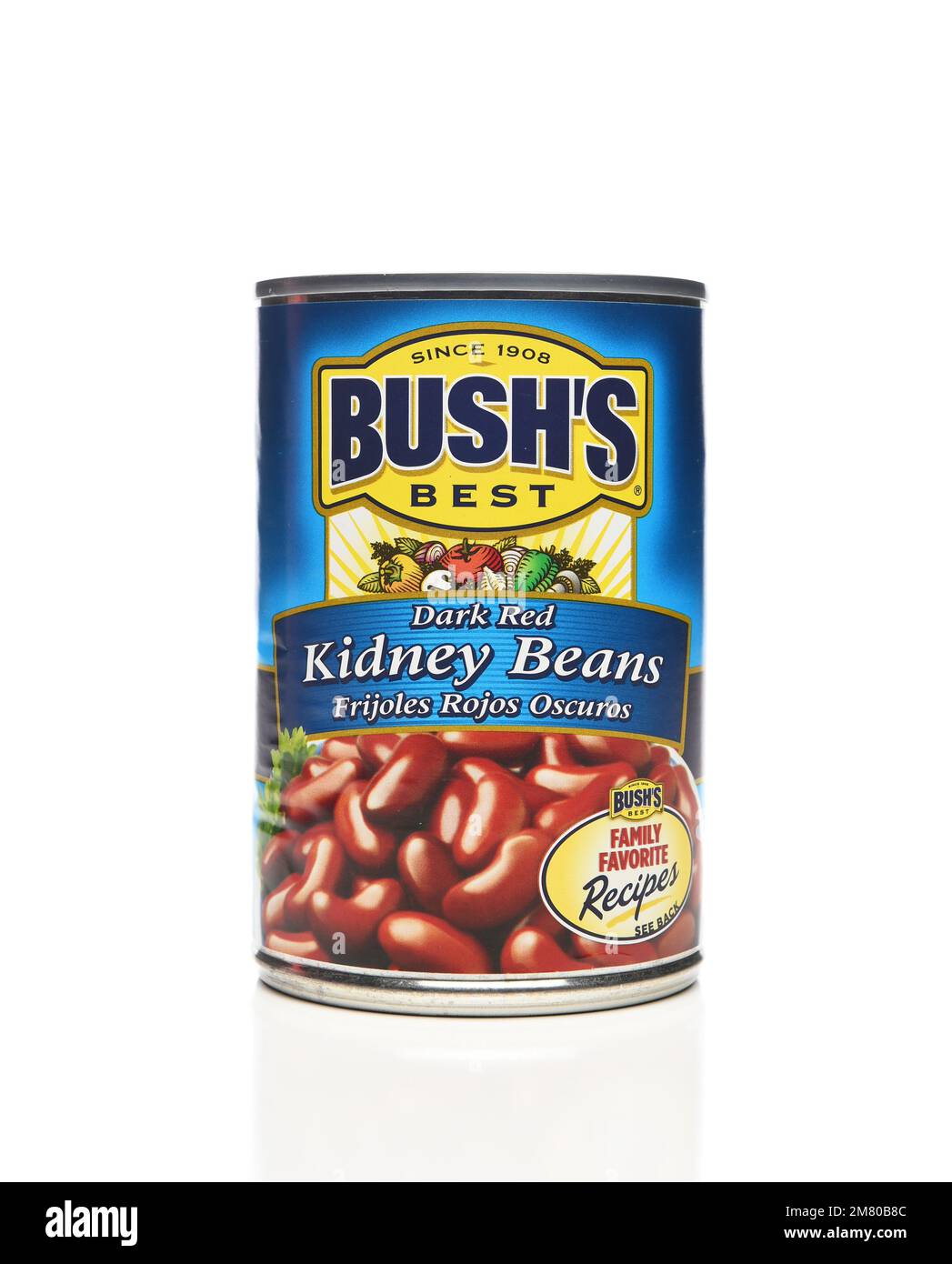 IRVINE, CALIFORNIA - 9 JAN 2023: A can of Bushs Dark Red Kidney Beans ...