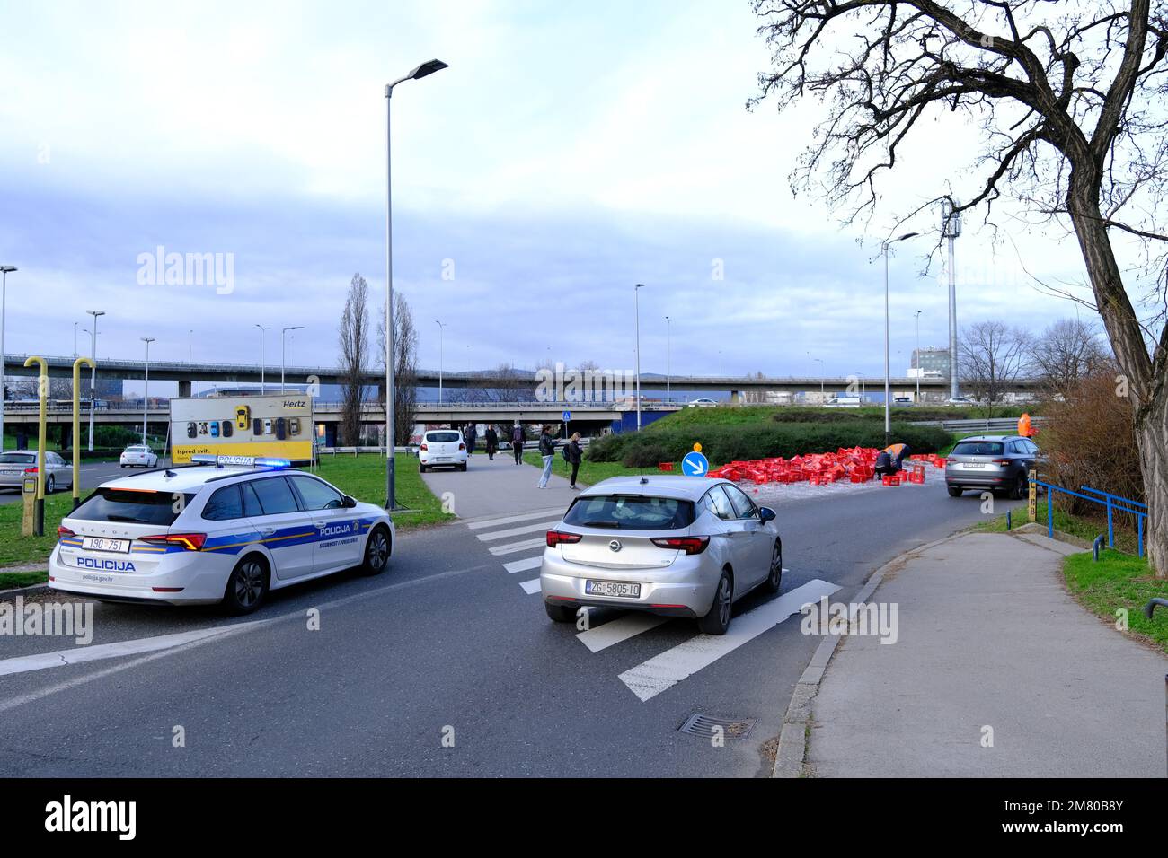 Zagreb, Croatia, on January 11, 2023. Cases full of Coca Cola bottles ...