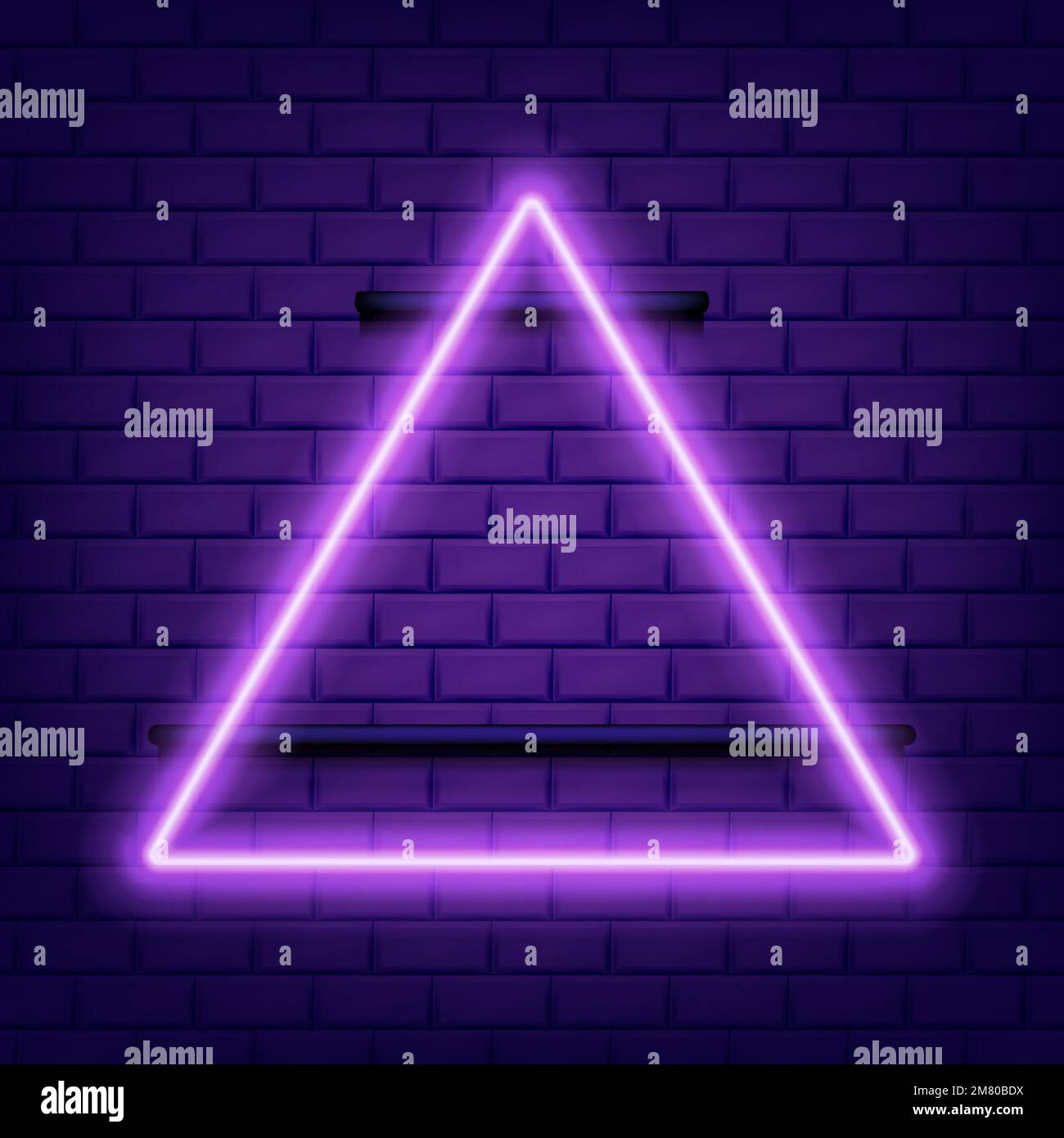 Neon glowing triangle on darkisolated. Vector illustration. Eps 10 ...
