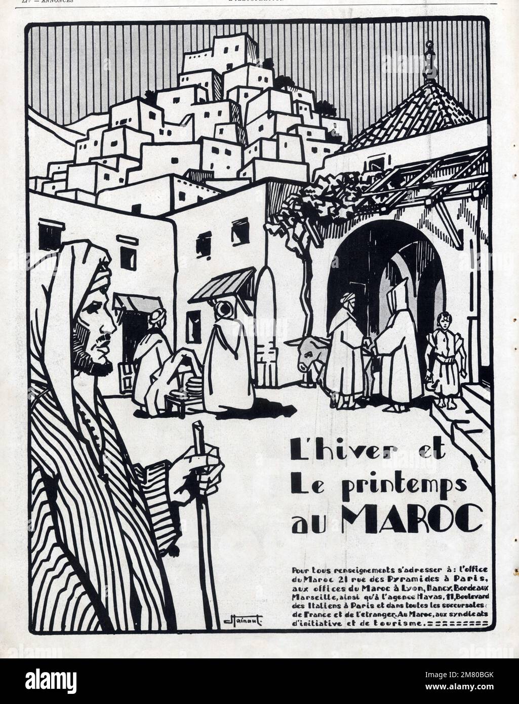 PUBLICITÉ ANCIENNE L'HIVER ET LE PRINTEMPS AU MAROC. 1929 Stock Photo ...