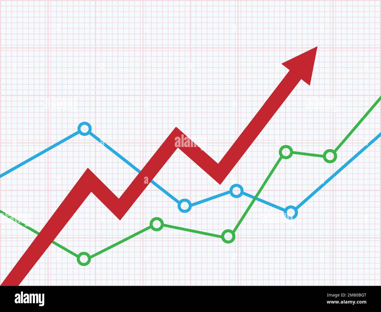 Abstract financial chart with red arrow. Stock arrow move up. Vector ...