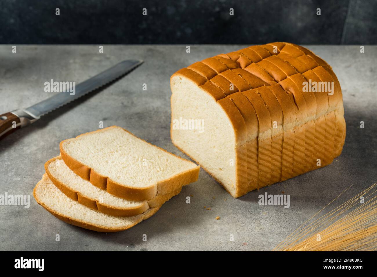 Organic Whole Wheat White Bread Cut into Slices Stock Photo - Alamy
