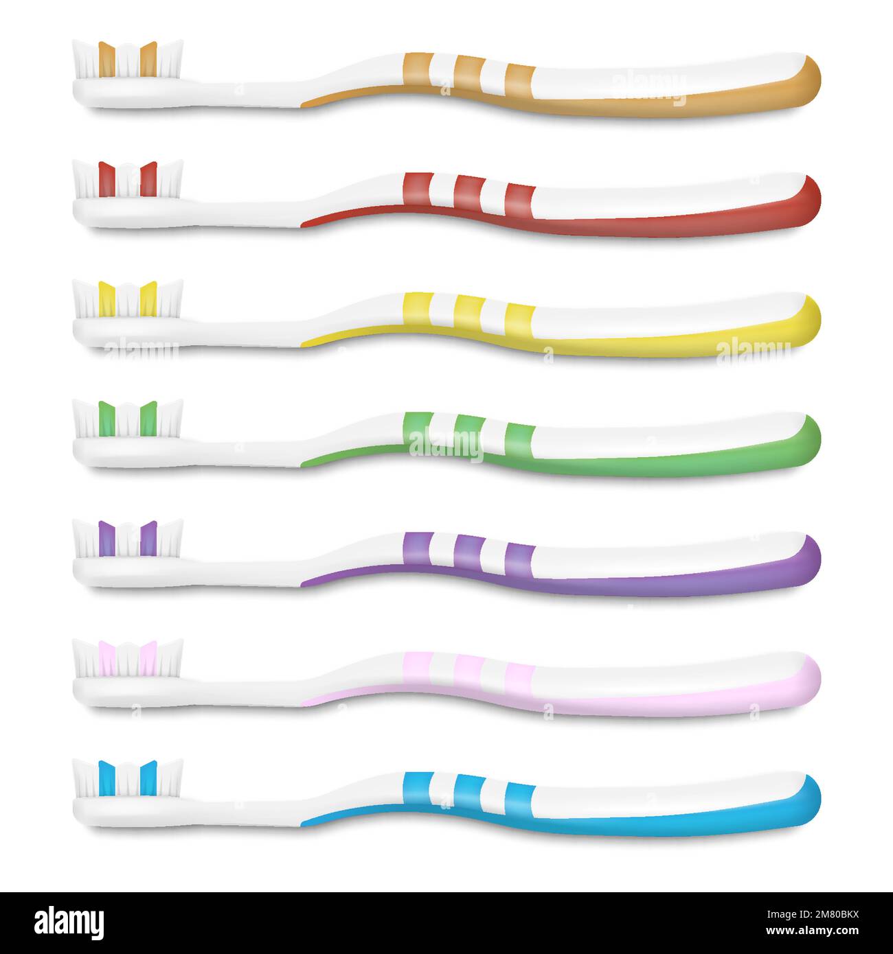 Set of realistic toothbrush isolated on white background. Vector ...