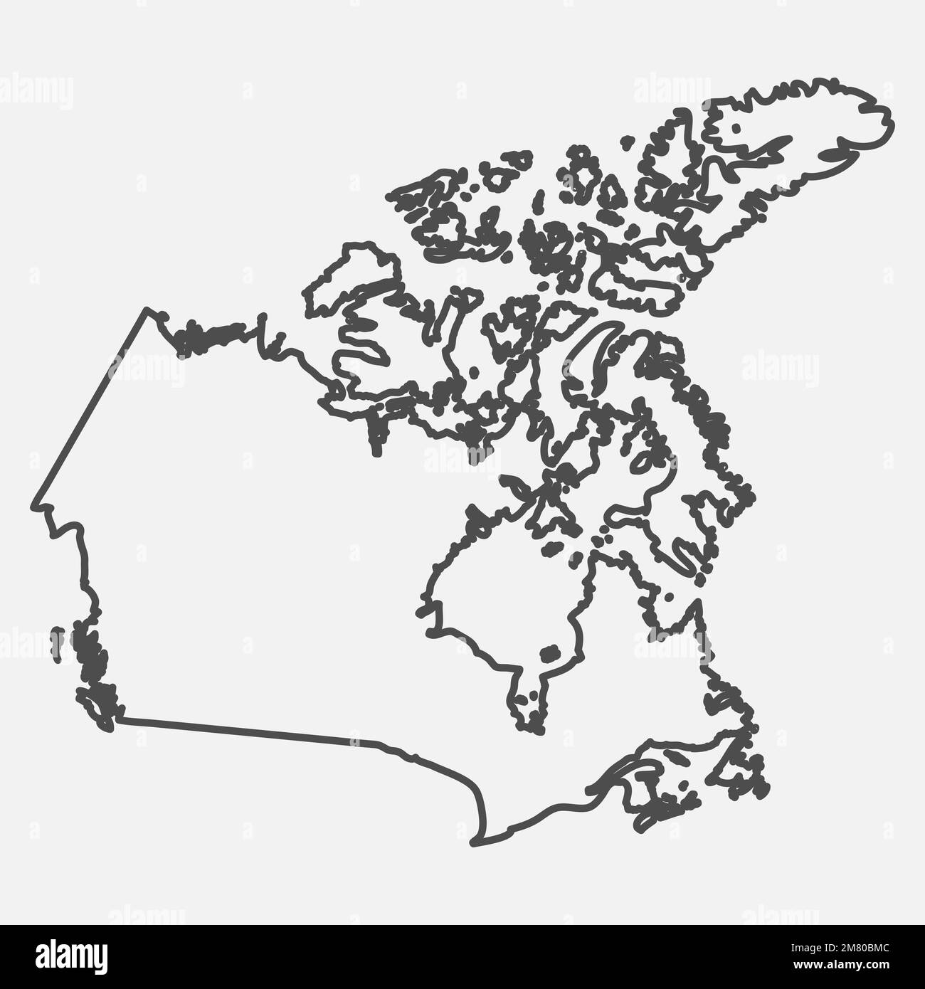 line map of Canada. Silhouette of Canada country map. Vector ...