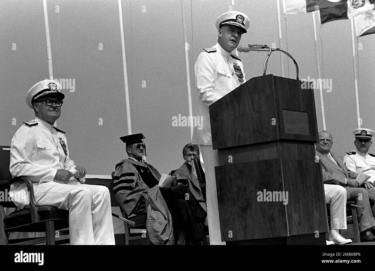 Admiral James D. Watkins, CHIEF of Naval Operations, speaks during the ...