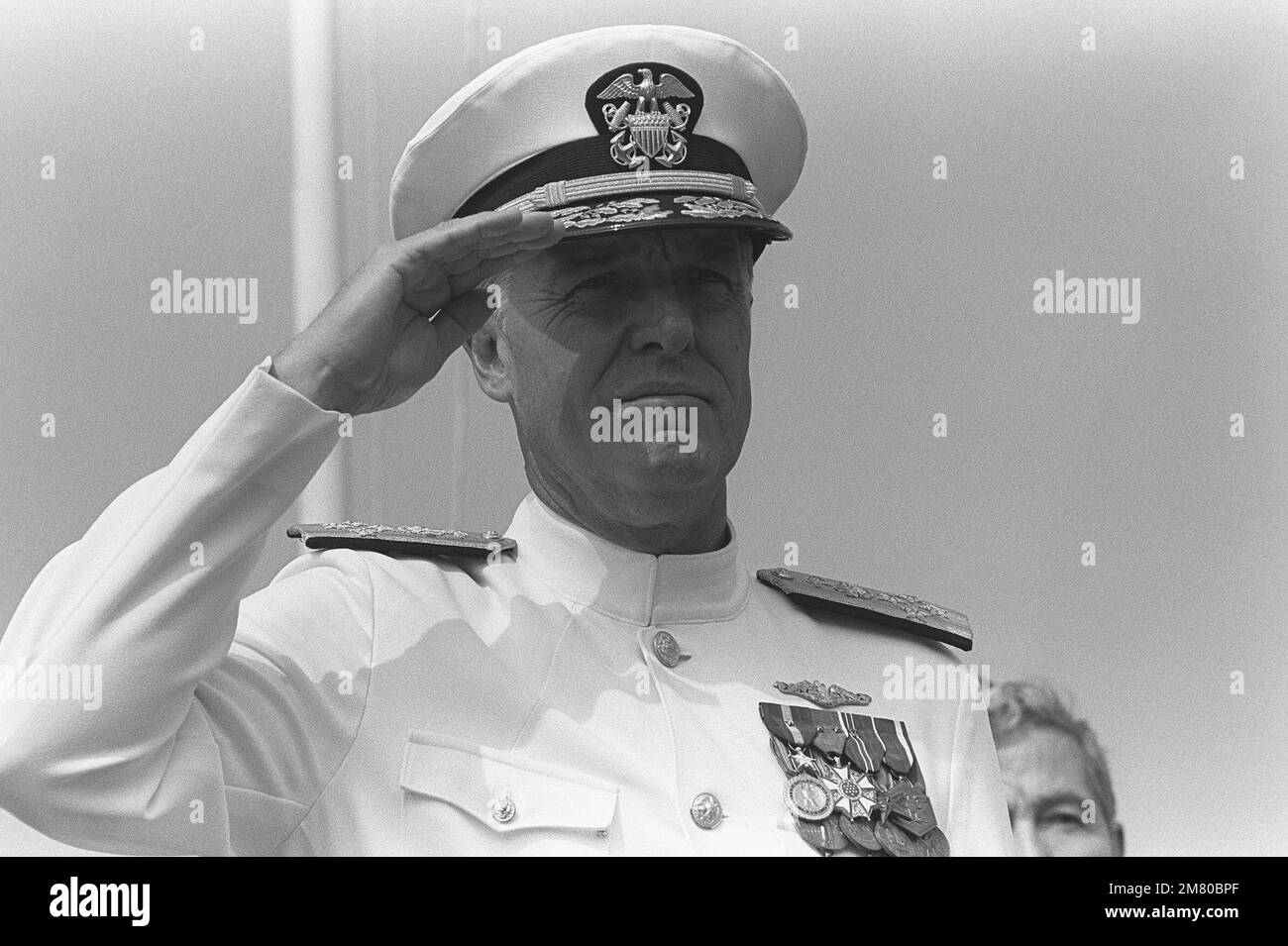 Admiral James D. Watkins, CHIEF of Naval Operations, salutes during the ...
