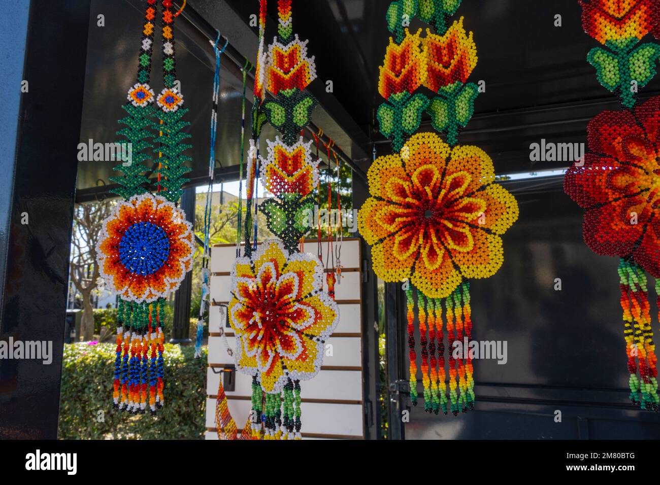huichol wixarika culture selling their handicrafts in a public square ...