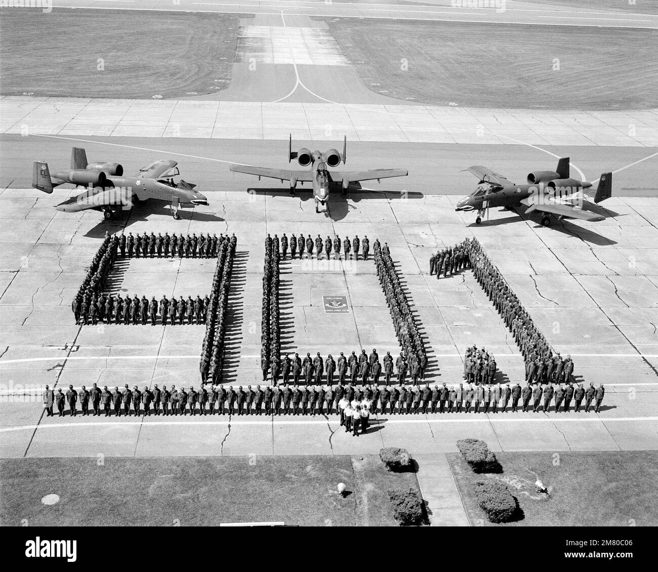 An aerial view of members of the 23rd Tactical Fighter Wing, the Flying ...