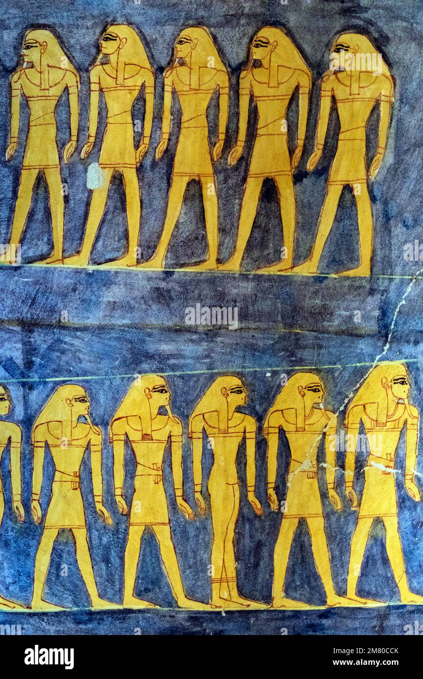BAS-RELIEF AND FRESCOES PAINTED IN BRIGHT COLORS ILLUSTRATING THE BOOK ...