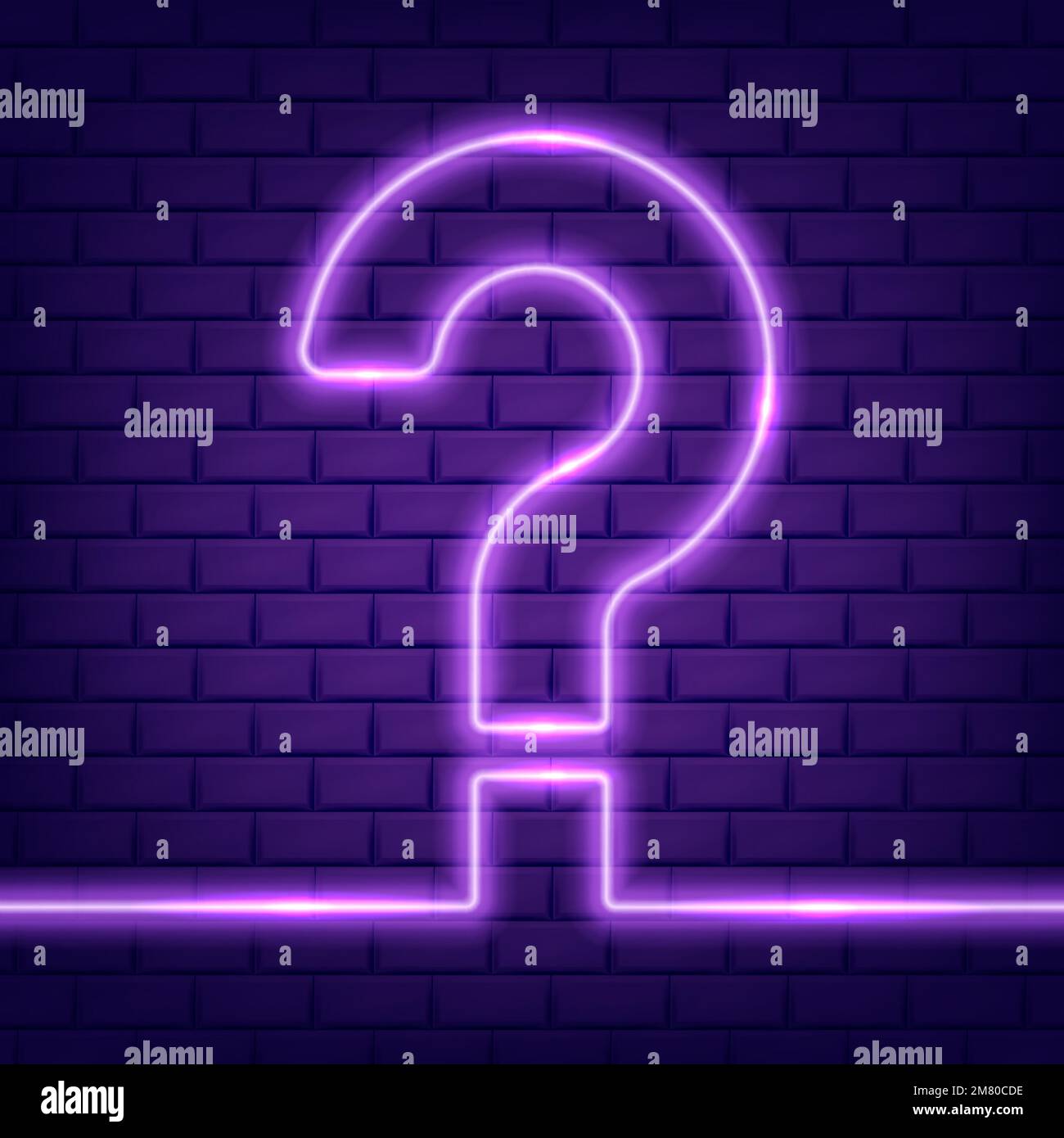 Glowing outline neon question mark or sign on black background, ui and ...