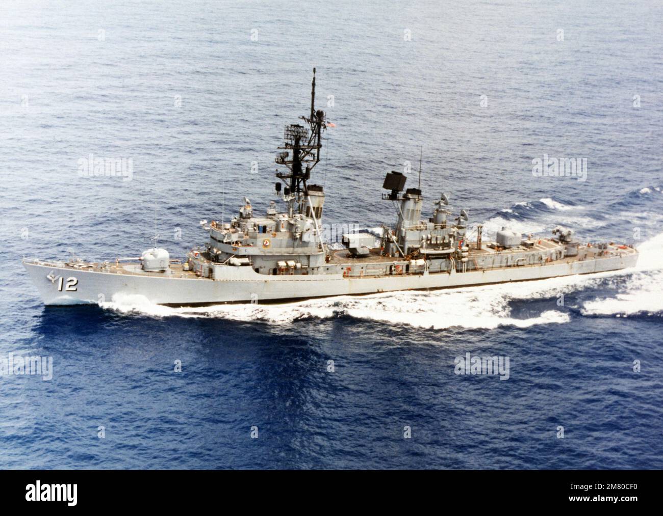 A port view of the guided missile destroyer USS ROBISON (DDG-12 ...