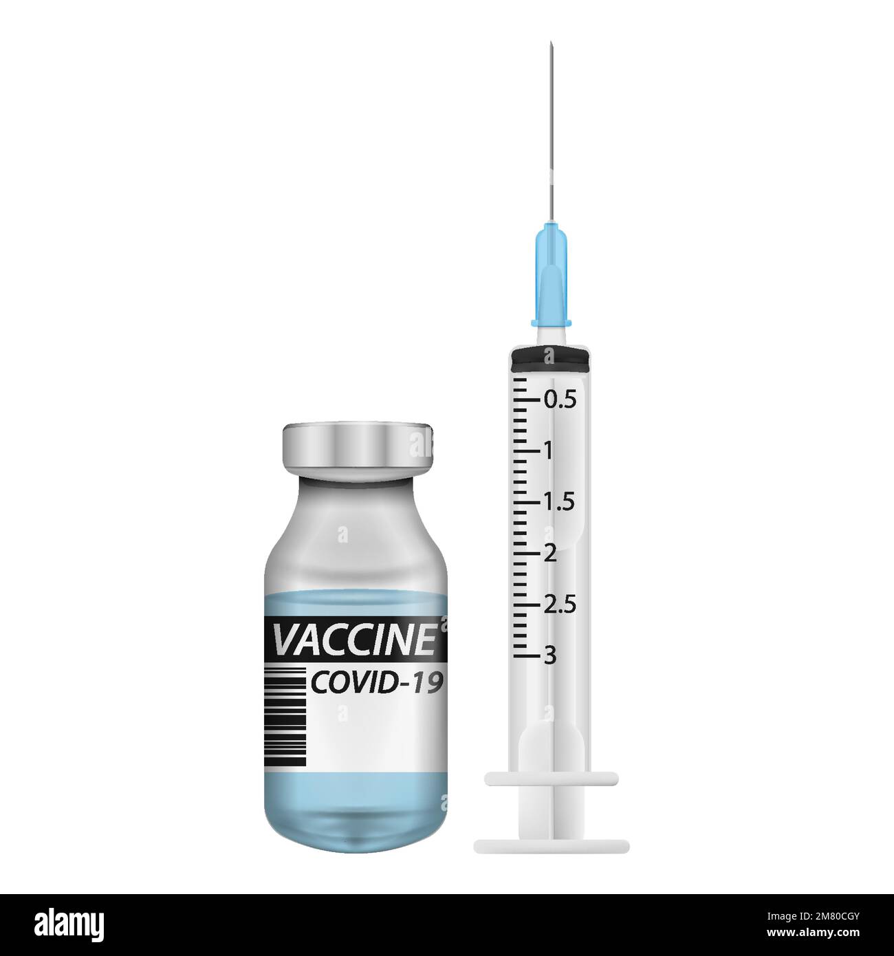 Coronavirus vaccine, syringe and vaccine vial. Vector illustration. Eps ...