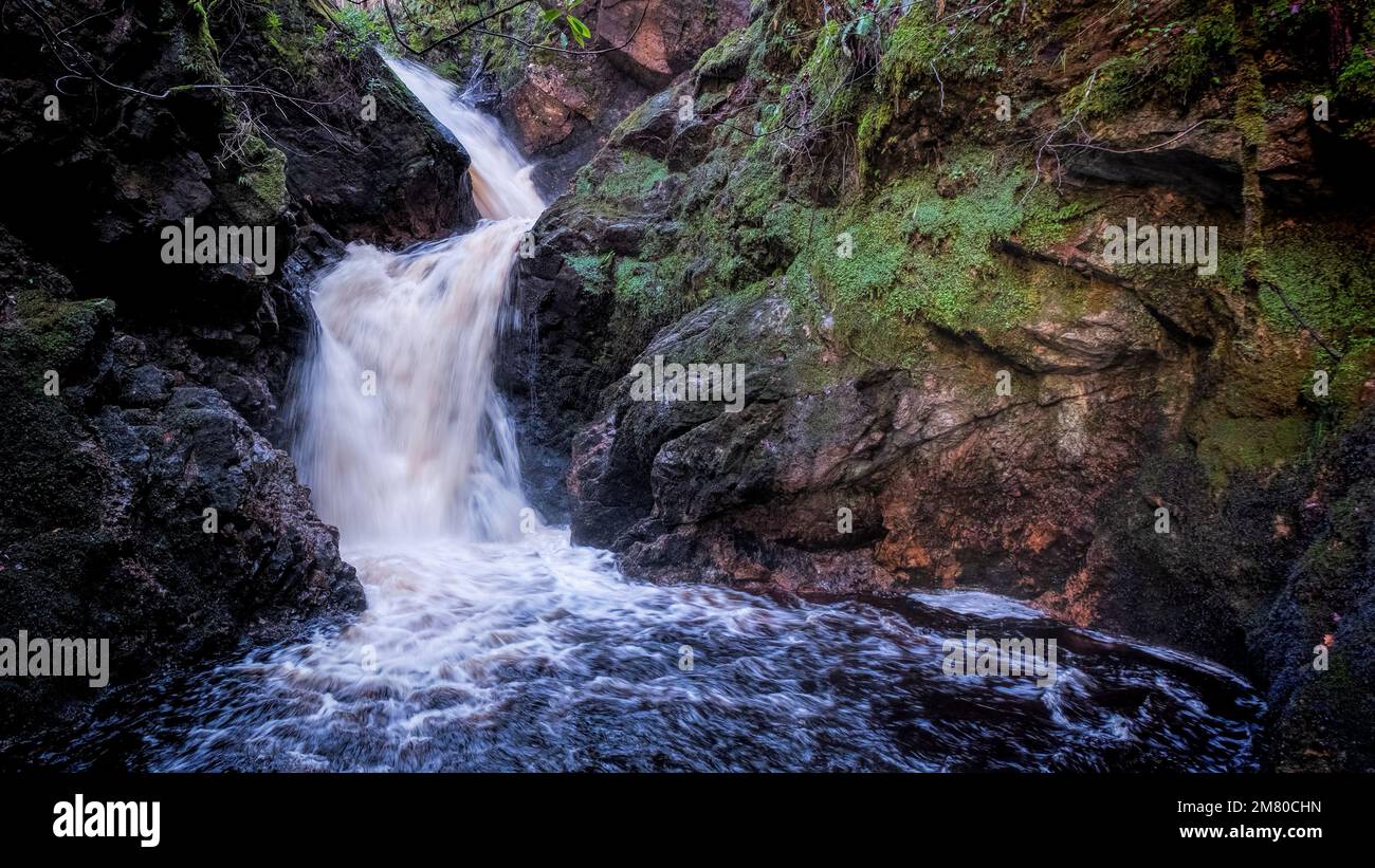 The Big Burn waterfall at Golspie in Sutherland Stock Photo - Alamy