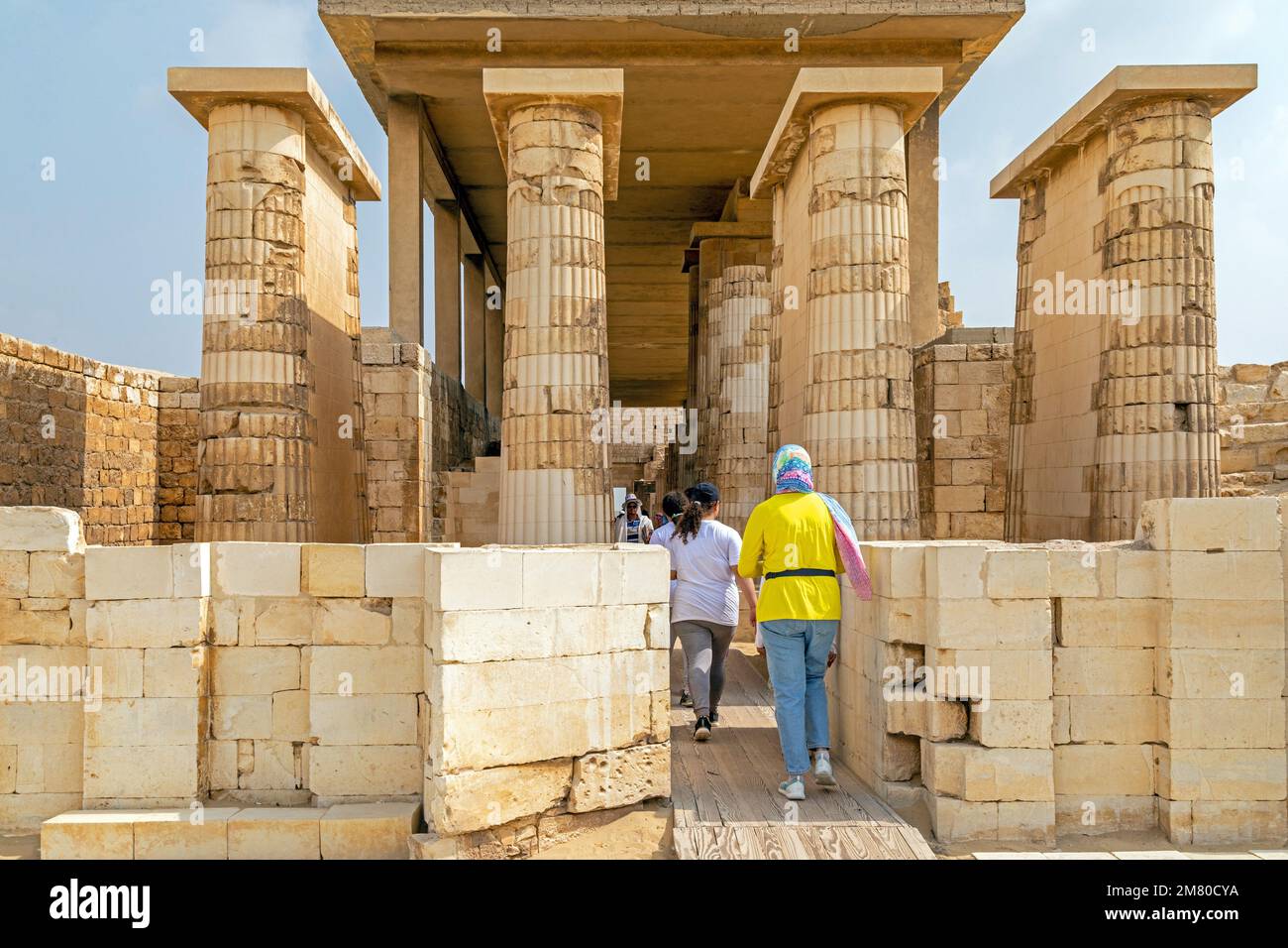 COLUMNS AT THE ENTRANCE TO THE TEMPLE OF THE SAQQARA NECROPOLIS FROM ...